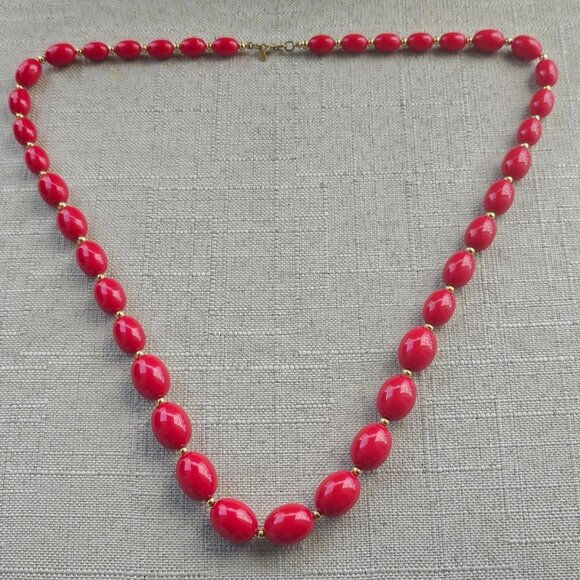 Monet | Jewelry | Vintage Monet Necklace Red Beads Christmas Fashion ...